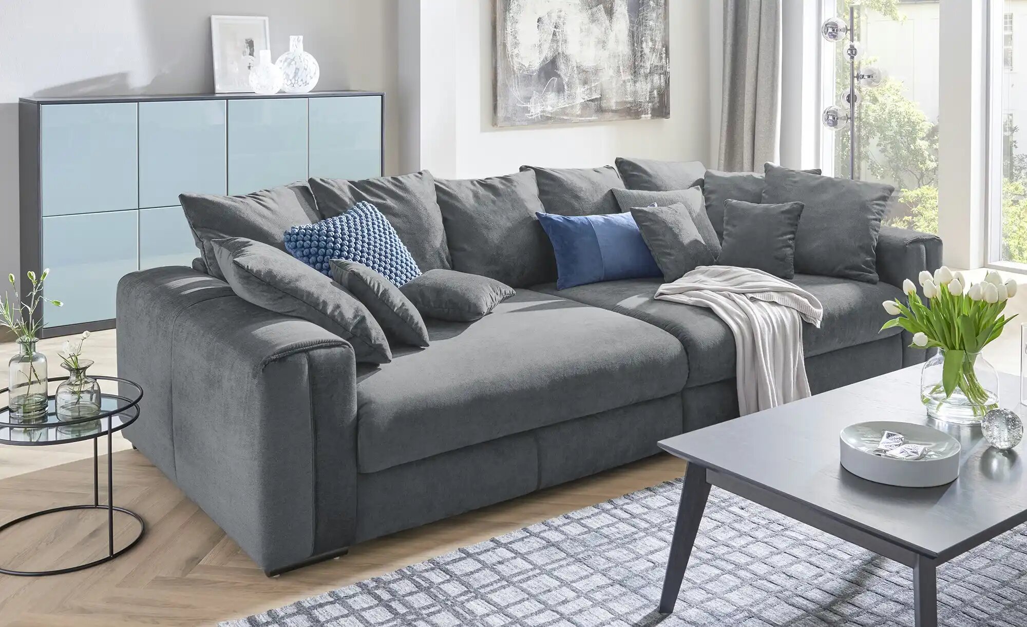 Диван Harizma-Mebel "Ницца-Лофт мод4", модульный, раскладной, антивандальный, текстиль, серый