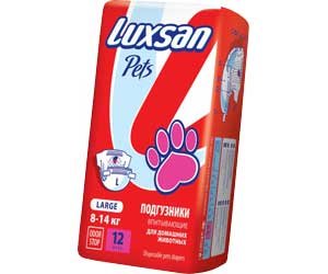 Подгузники для собак Luxsan large l premium 8-14кг 12шт