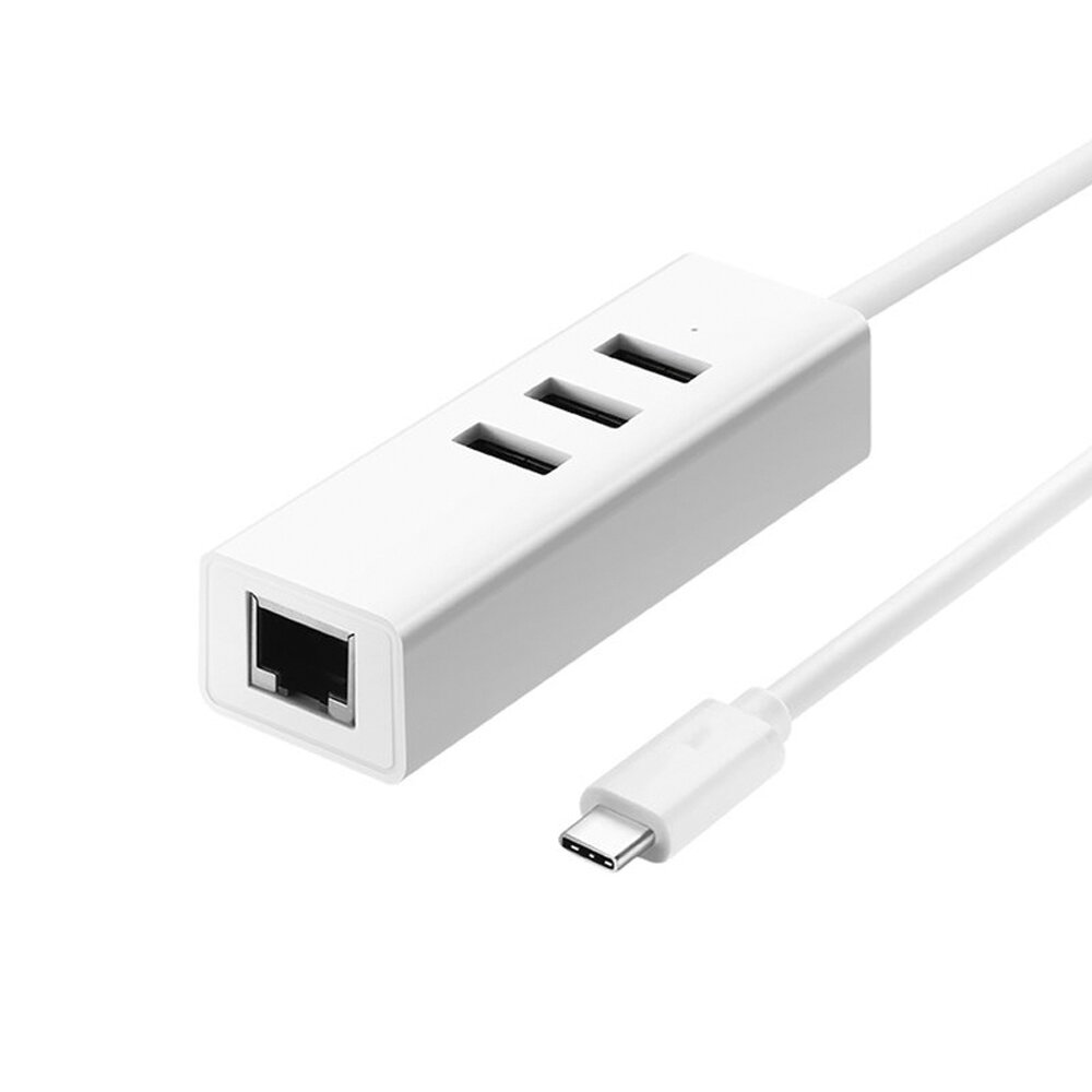 Разветвитель хаб USB GCR для Macbook Type C на 3 USB + Rj45 технология OTG USB HUB Type C