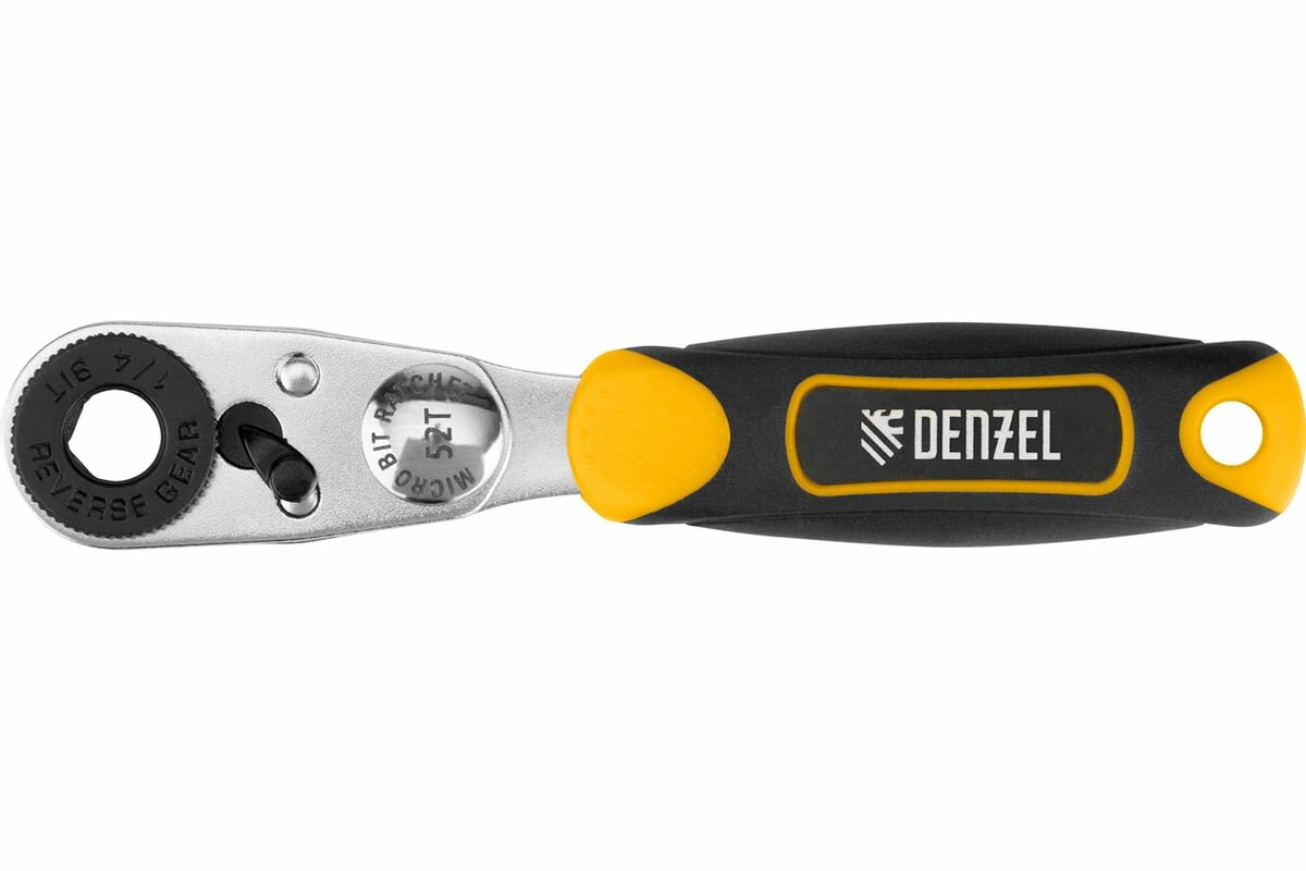 Denzel ключ-трещотка для бит 1/4, 52 зуба, CrMo, адаптер для торцевых головок 11633