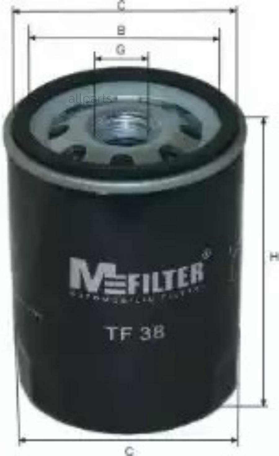 M-FILTER TF38 фильтр масляный!\ Citroen Jumpy 1.6 96>, Fiat Bravo/Punto/Tipo 1.4-1.8 93>