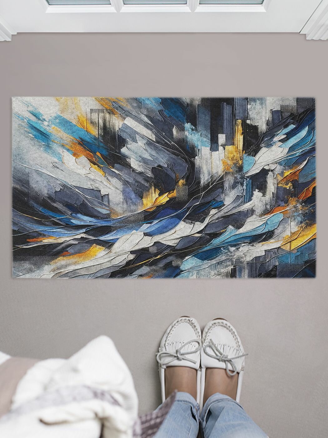 Коврик придверный в прихожую с принтом "Акварель кистью" 45 на 75 см , JoyArty