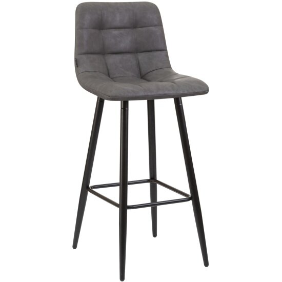 Стул барный Dobrin 8078-LML NICOLE, винтажная антрацитовая экокожа (RU-08), черные матовые ножки