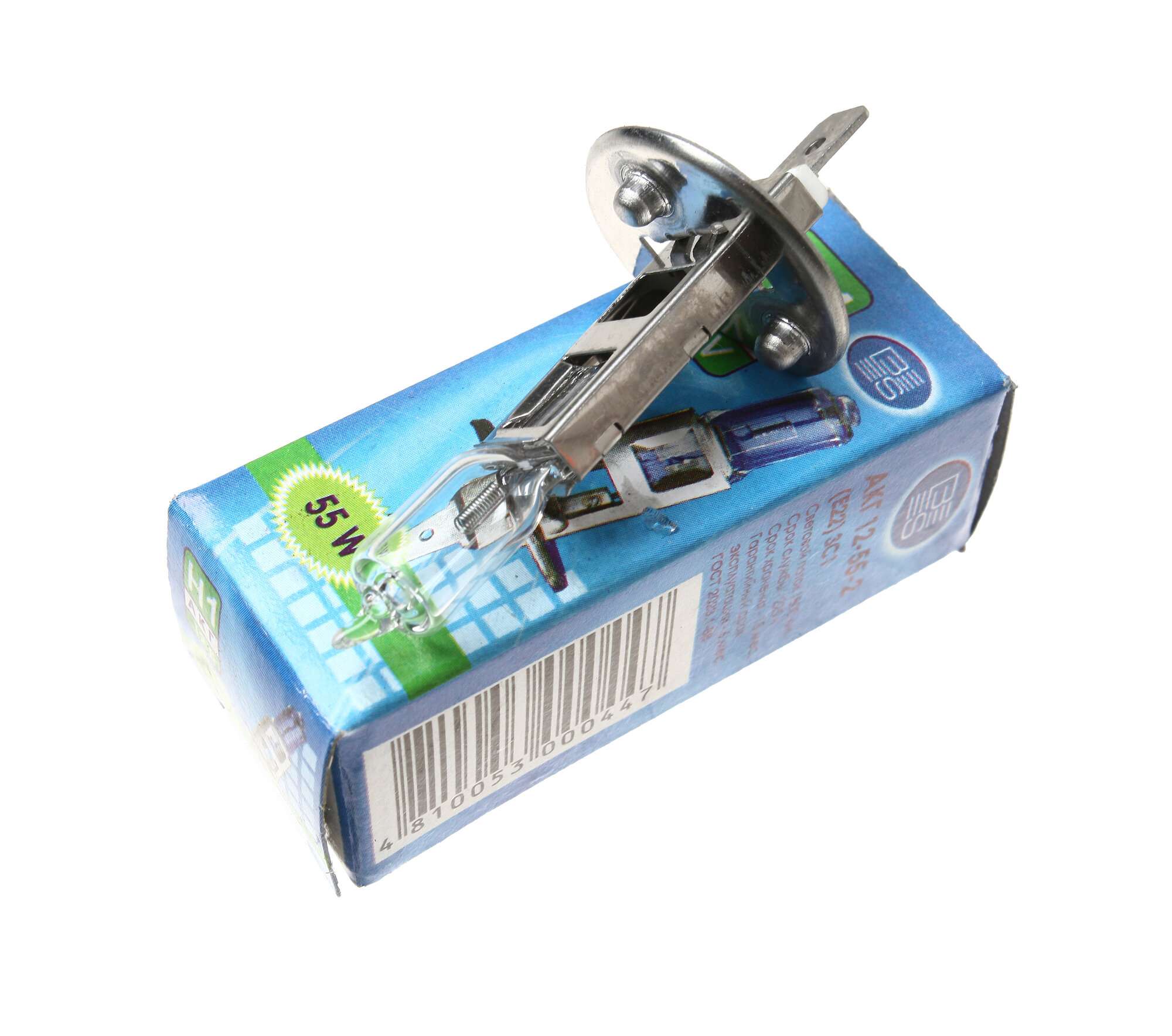 Автолампа Брестский Электроламповый Завод АКГ-551 H1, P14.5s галогенная, 1782 Лм, 55 Вт