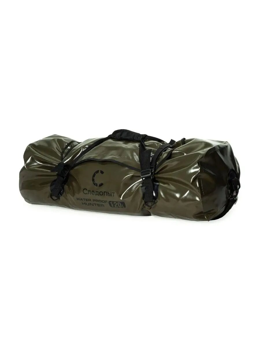 Гермосумка с молнией, 120 л, цв. хаки с чёрным