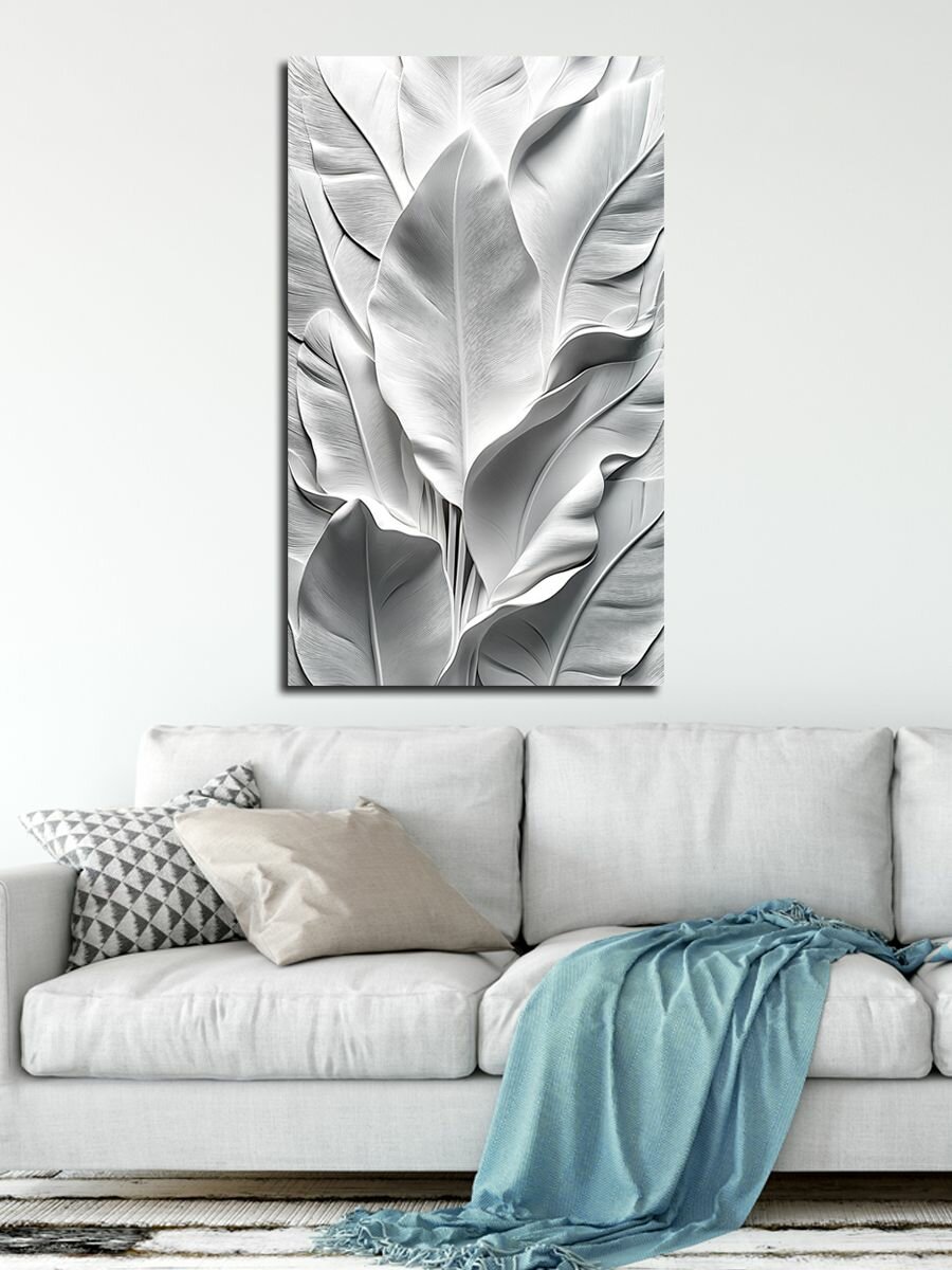 Картина на холсте LOFTime 60х100 Растения барельеф бел 1 КБ-845-60100