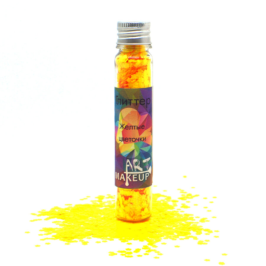 Глиттер блестки для лица и тела Artmakeup, коллекция "Формы", Желтые цветочки