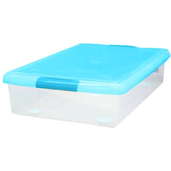 Короб для хранения Iris Ohyama THIN BOX 85л, прозрачный-голубой