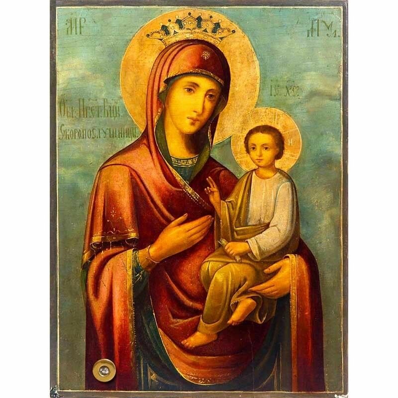 Скоропослушница. Воспроизведение старинной иконы с мощевиком.