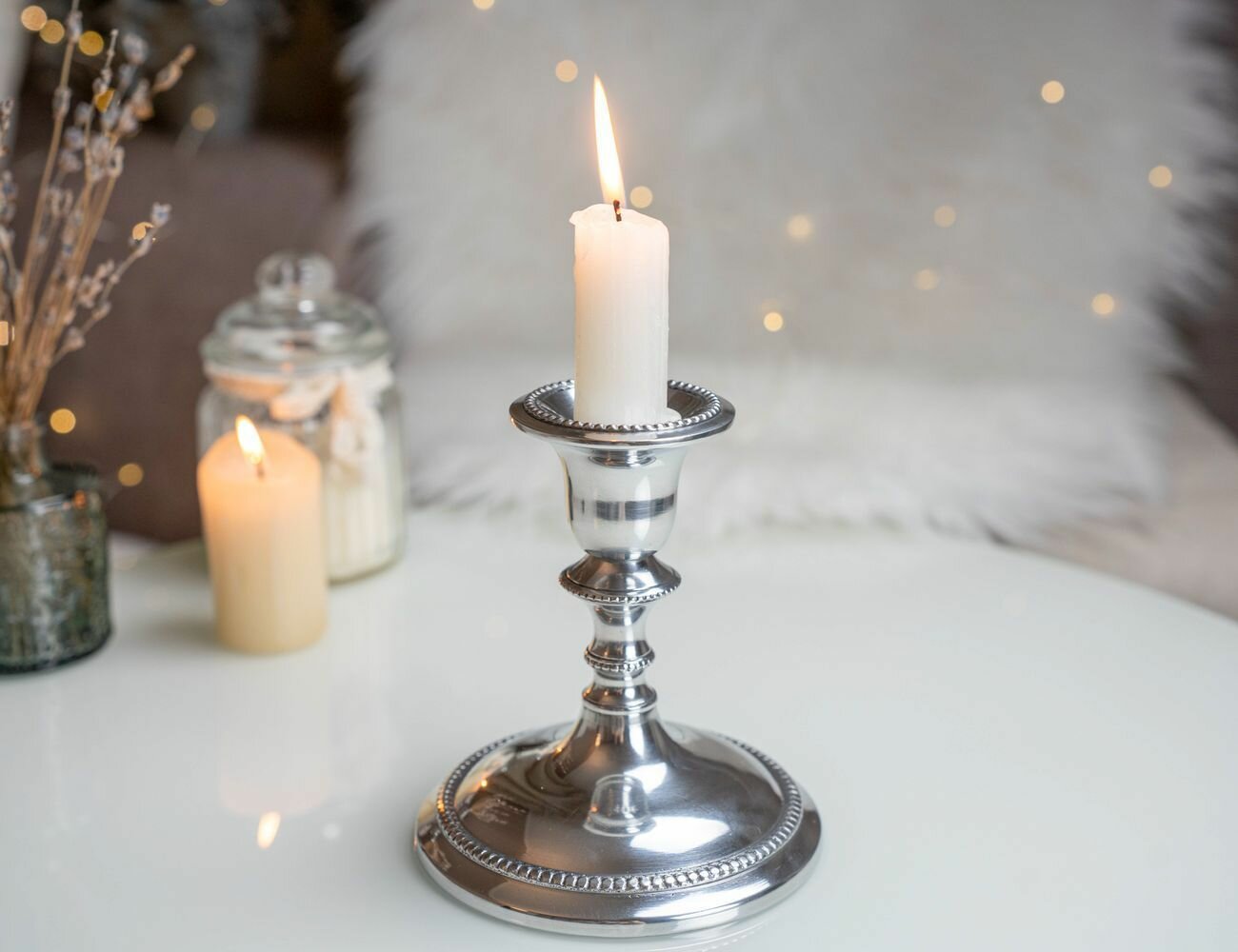 Подсвечник тоццо для одной свечи, металл, серебряный, 13 см, Swerox K231-SI