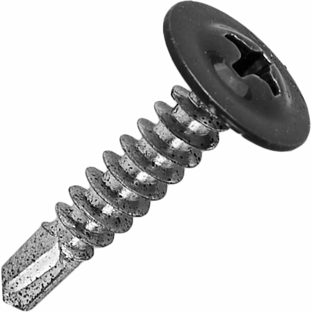 Саморезы по металлу с пресс-шайбой со сверлом оцинкованные RAL 7024 4.2x19 24 шт.