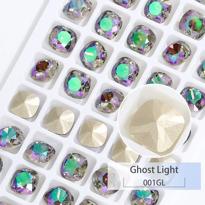 Стразы квадратные 12 мм Ghost light