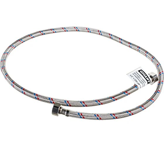 Гибкая подводка для воды Gigant с оплеткой из нержавеющей стали, 1/2 х120 см, г/г P-120-GG