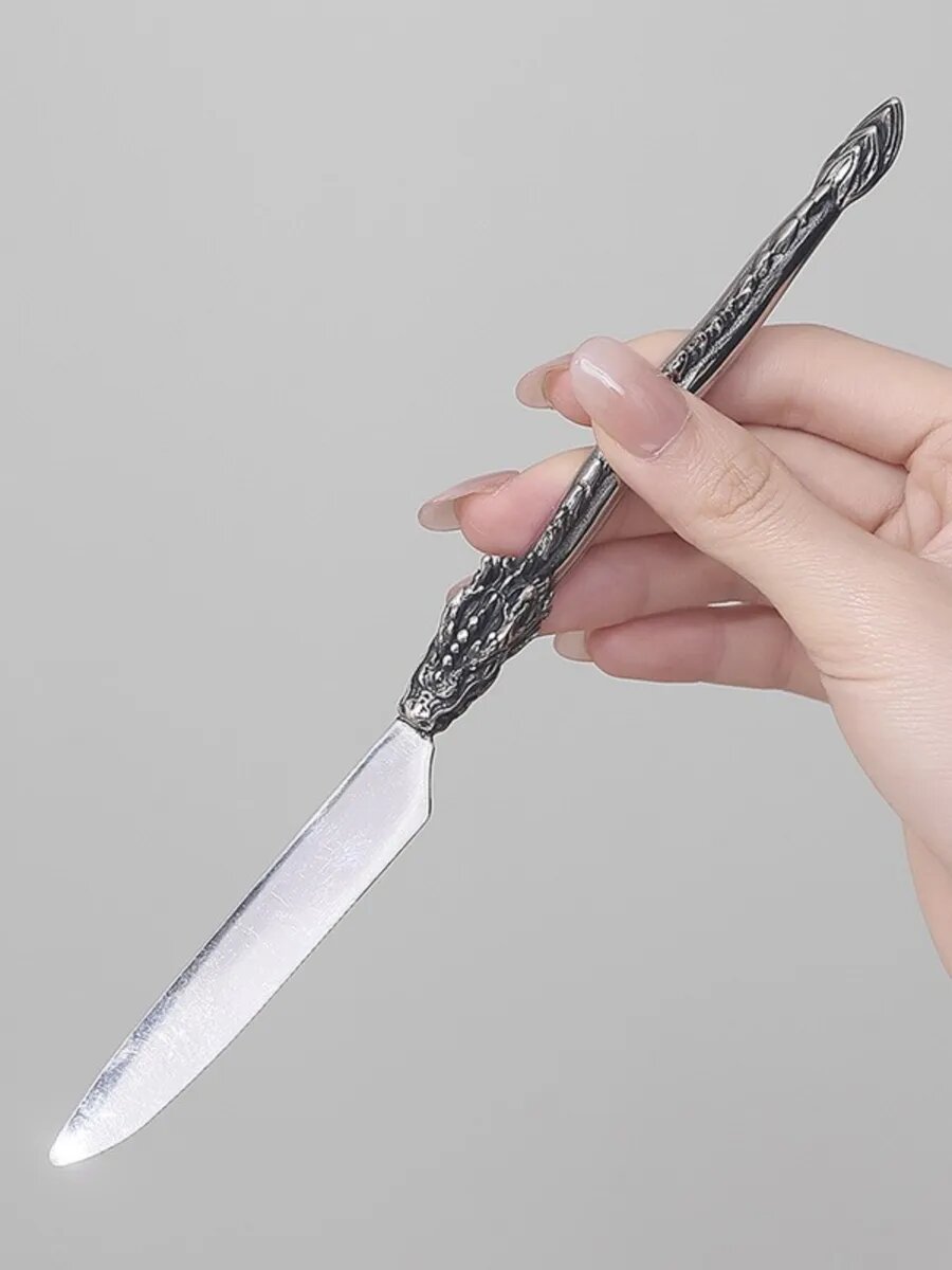 Столовый нож Китобой "Дракон", нержавеющая сталь, серебристый, 1 шт.