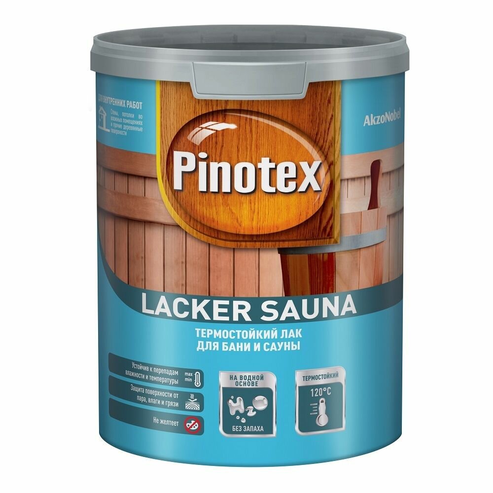Лак термостойкий для бань и саун Pinotex Lacker Sauna, полуматовый (1л)