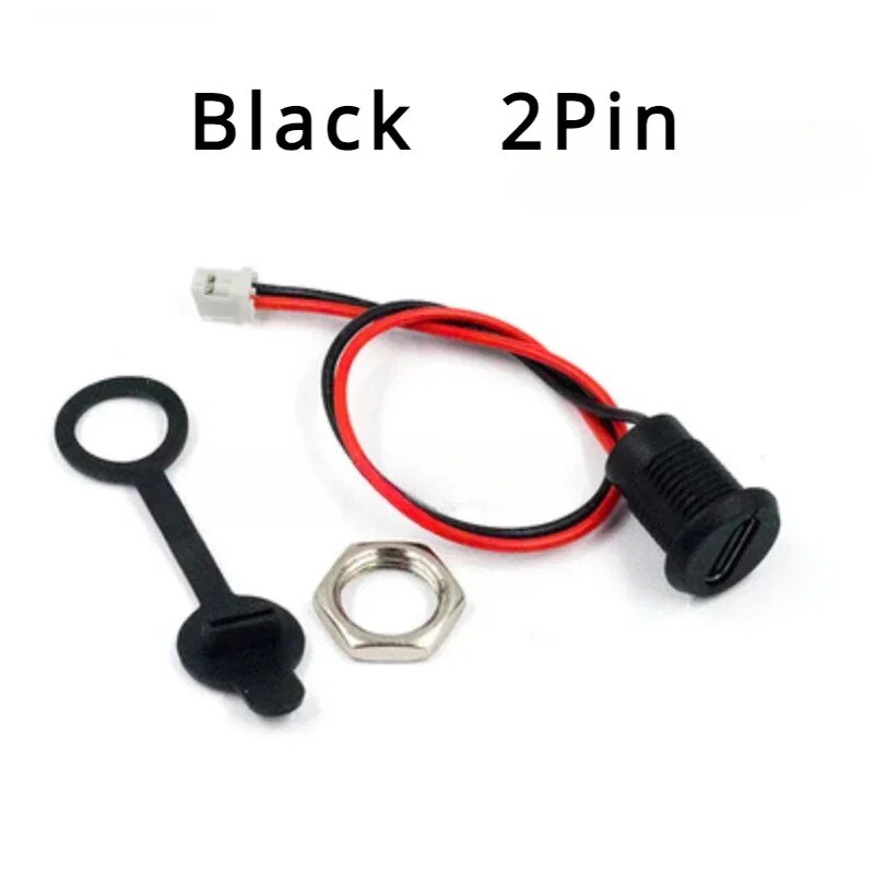 5 шт. Водонепроницаемые разъемы USB-C 2-6 пин Black 2Pin PH2.0