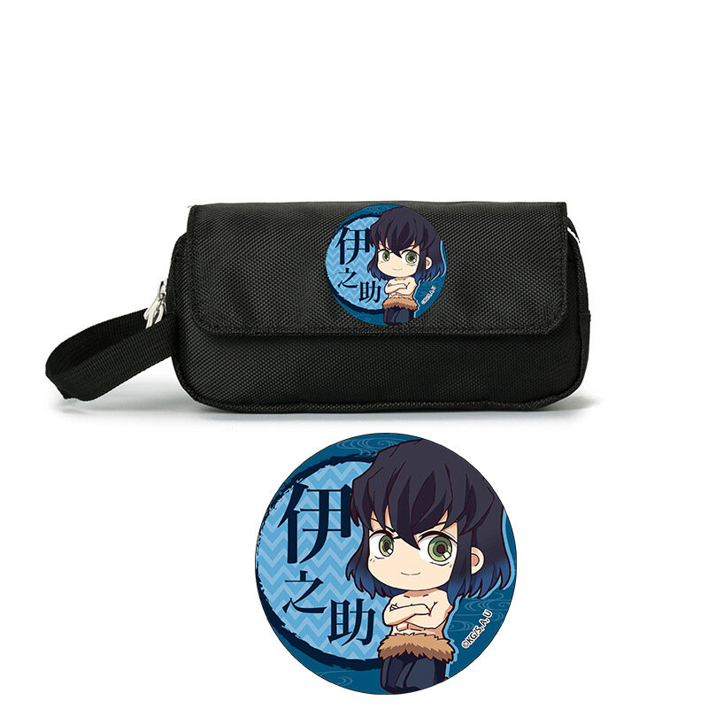 Пенал "Ghost Slayer Blade Butterfly Shinobu Douzi", черный, круглый, 20,5x5,5x9,5 см