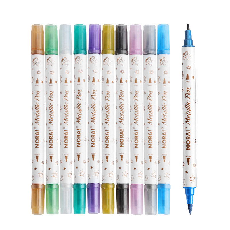 Металлическая ручка для рисования Tianhui с мягким наконечником, круглый стержень, двусторонняя, позолоченная, для граффити, татуировок, смываемая, DIY ручка для рисования