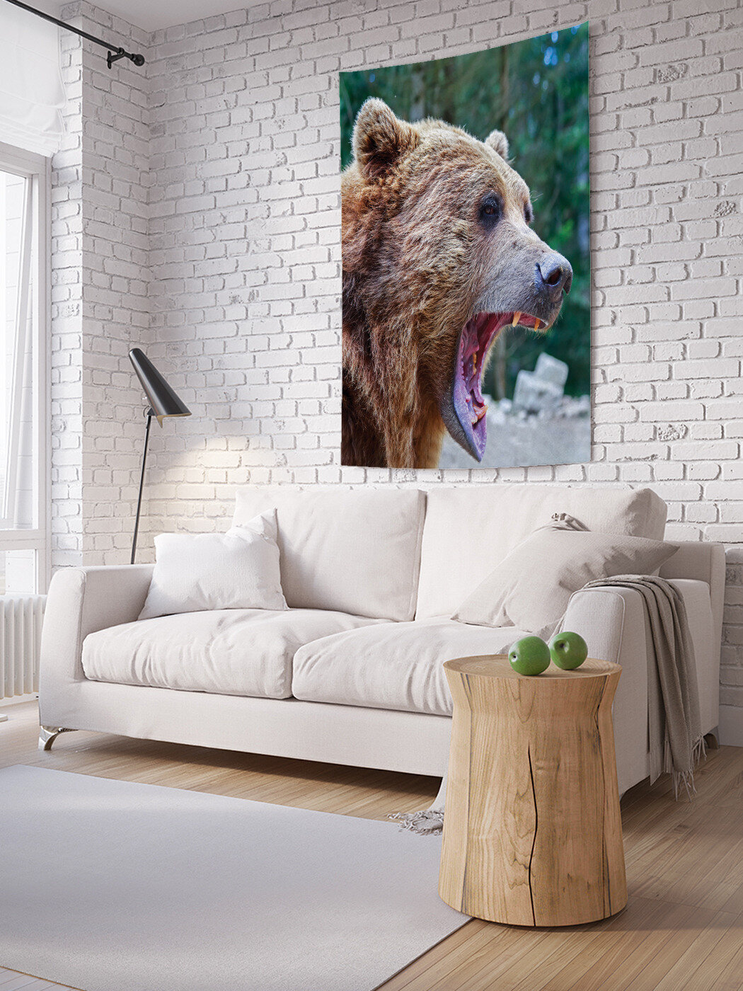 Вертикальное фотопанно на стену JoyArty "Разъяренный медведь", из ткани, 150х200 см