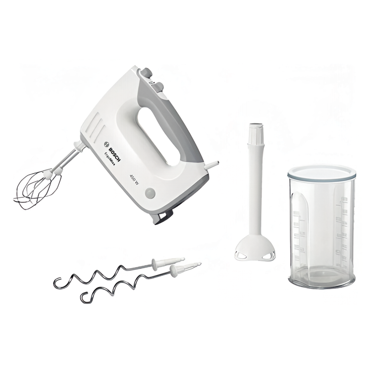 Миксер Bosch MFQ 36440, ручной, цвет белый, мощность 450 Вт, 5 скоростей, 3 насадки