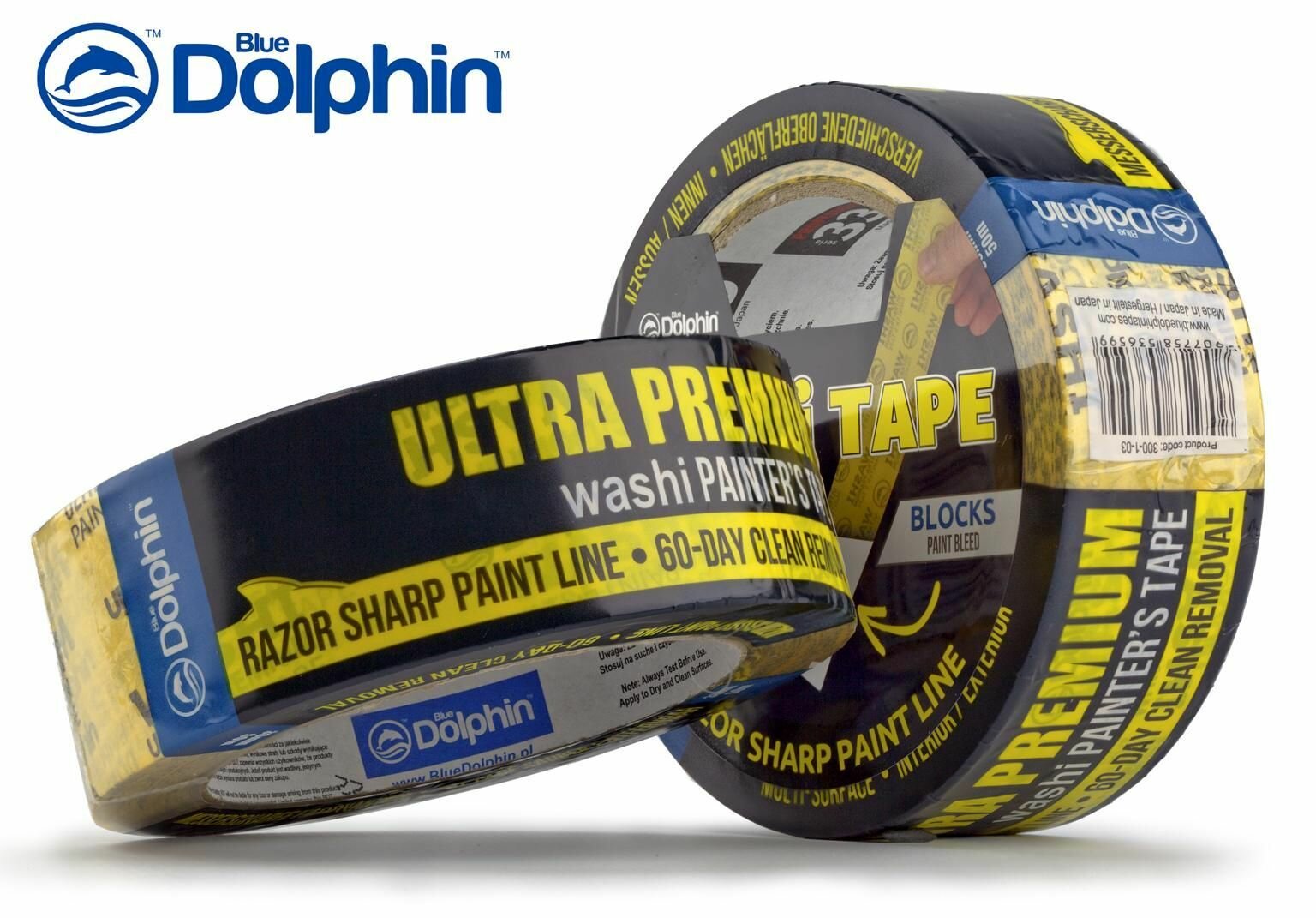 Лента малярная Blue Dolphin WASHI ULTRA PREMIUM для четких линий 30mm x 50m