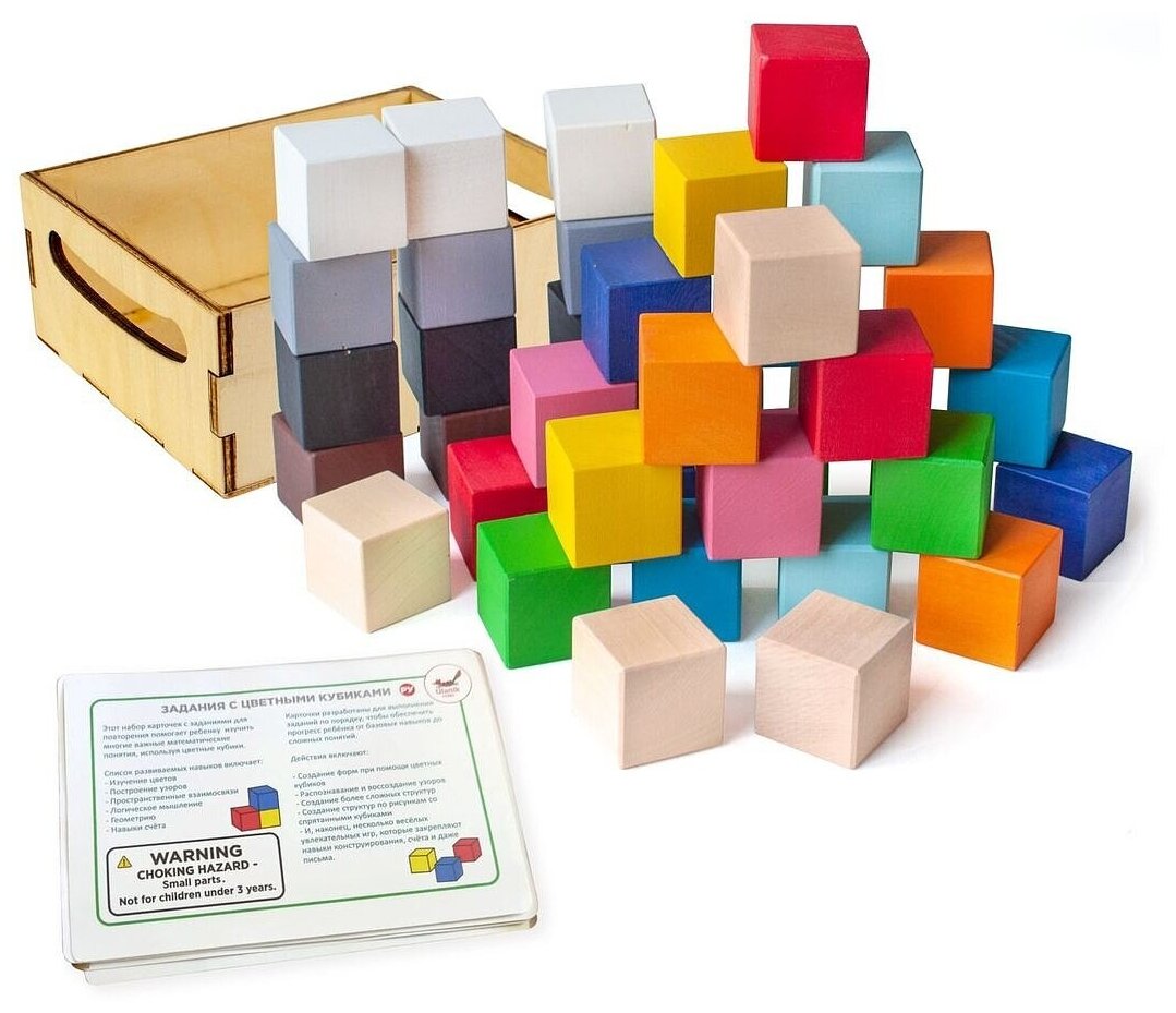 Цветные кубики + карточки 40 шт сортер Монтессори Ulanik