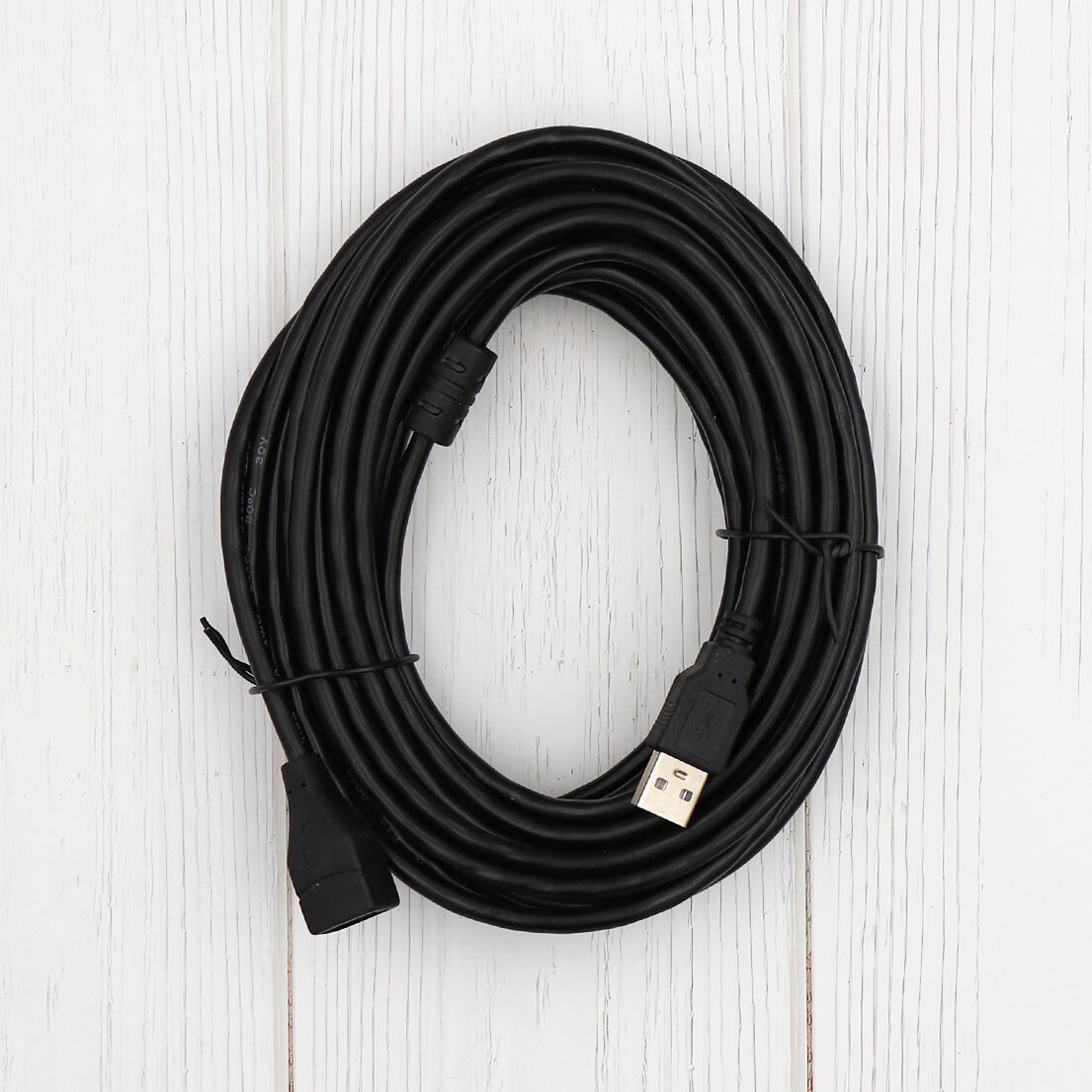 Кабель USB (папа)-USB (мама), 2.0 удлинитель, длина 9 м, цвет черный — фото 1
