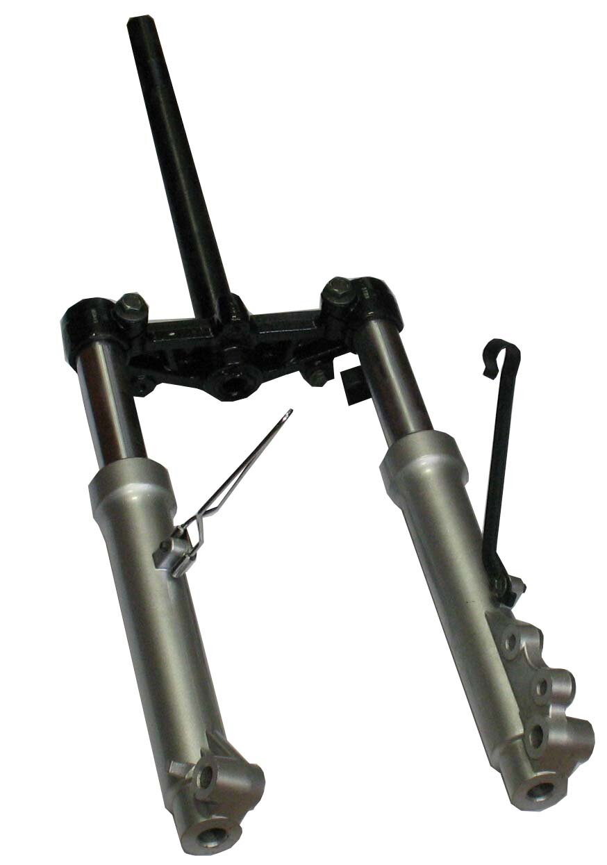 Вилка передняя амортизационная (серебро), в сборе, сталь, скутер STELS Tactic 50 (item:200)