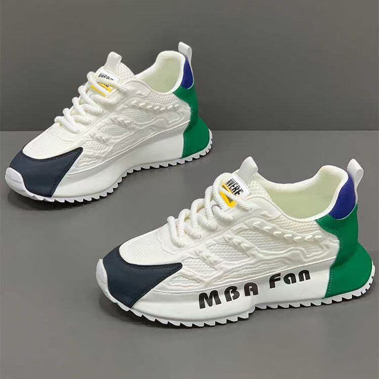 LUO Обувь мужская Летняя для подростков Белая сетчатая повышенная/MH333 white green