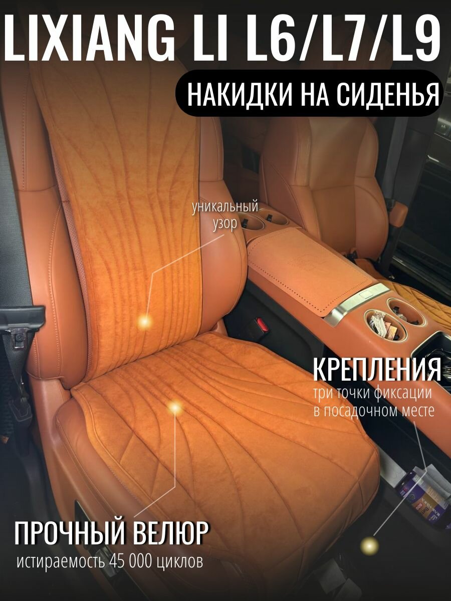 Накидки на сиденья автомобиля LiXiang Li L9 передний ряд / Li L7/Li L6/ чехлы на сидения Ли 7/ Ли 9/ Ли 6/автомобильные чехлы из алькантары