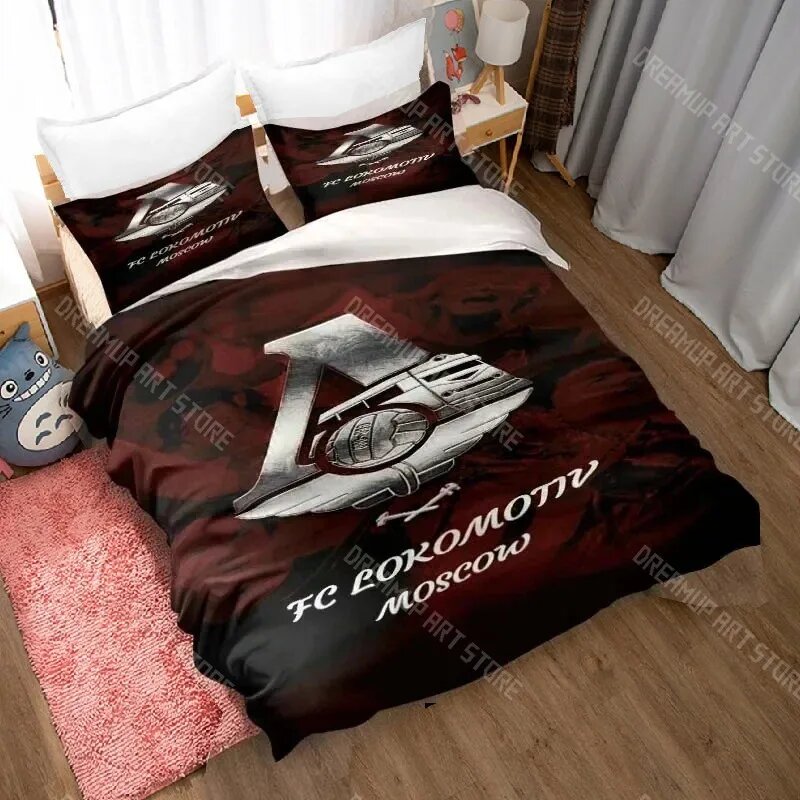 Комплект постельного белья Локомотив Москва, Бордовый, 3D, Полиэстер