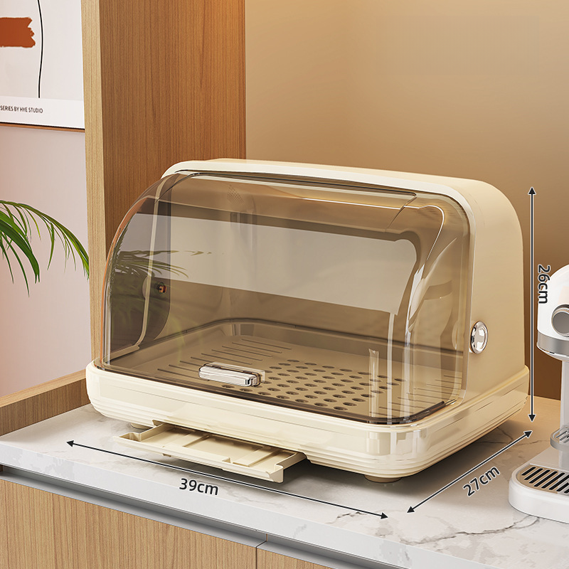 Хлебница, пластиковая, с крышкой, 39 см*27 см*26 см, 1 штука, светло-бежевый