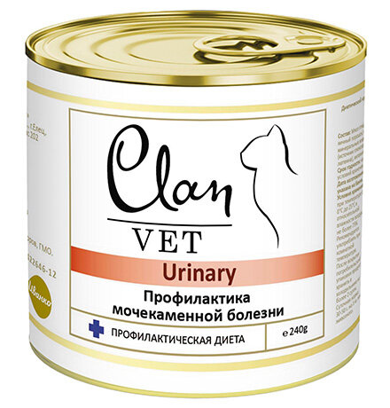 Диетические консервы Клан для кошек Профилактика мочекаменной болезни (цена за упаковку) 240г х 12шт