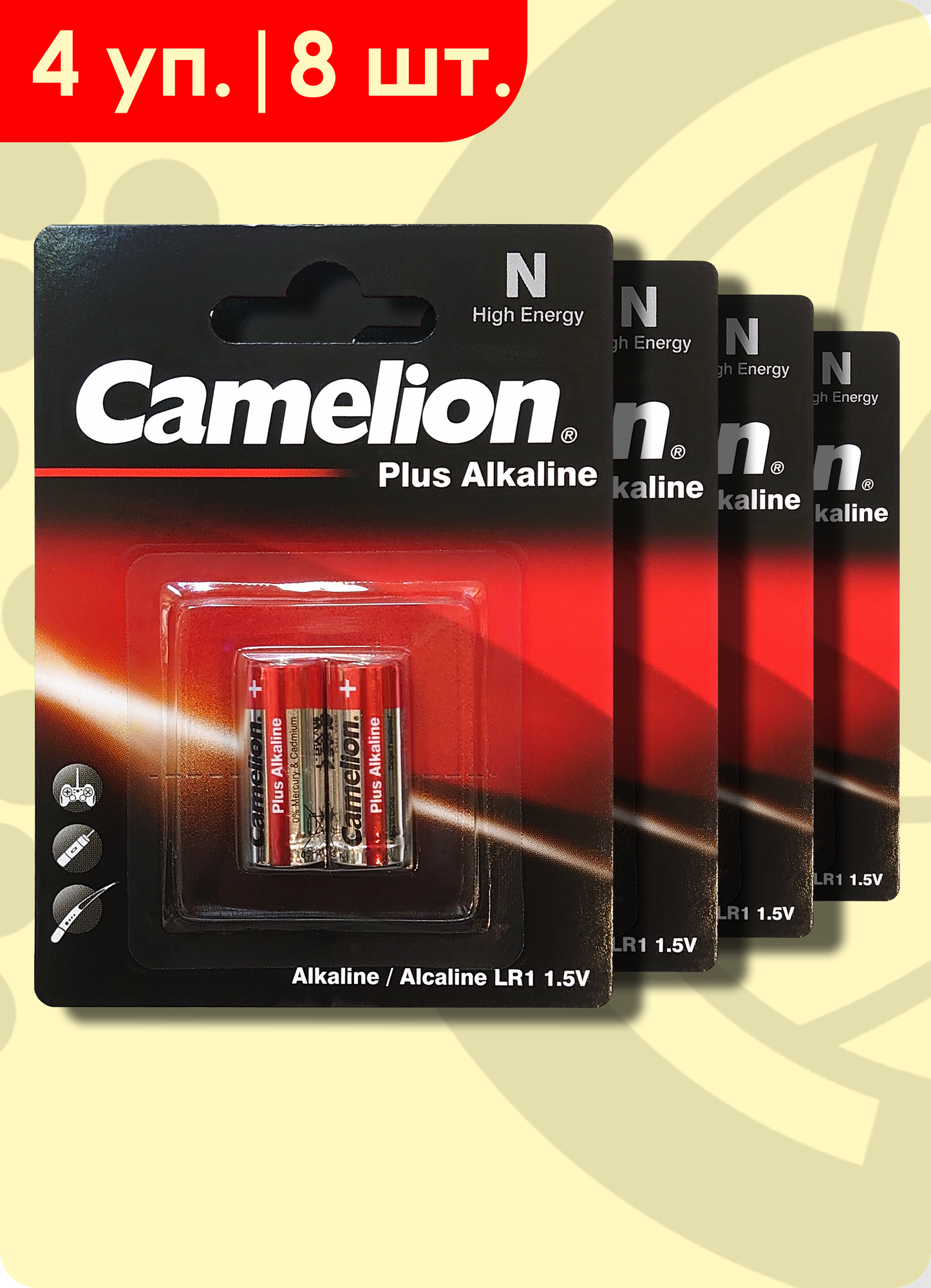 Camelion Lady (LR1/N) Plus | 1,5 Вольта, Щелочная (алкалиновая) батарейка - 8 шт.