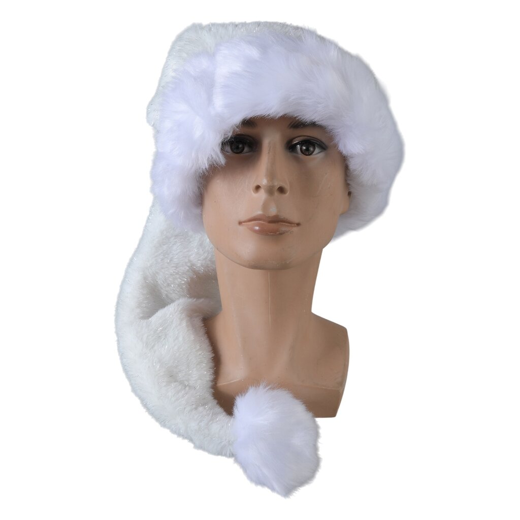 Блестящая плюшевая шапка Санты с белым меховым краем для вечеринок и косплея