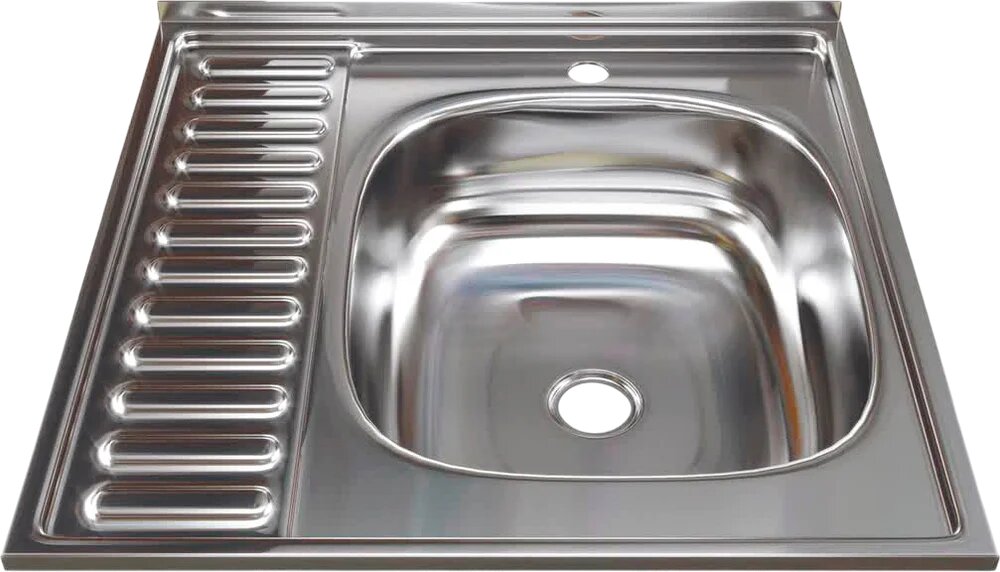 Мойка кухонная Mixline 527969 металлическая, 60x60, мойка для кухни, квадратная, с крылом, российская