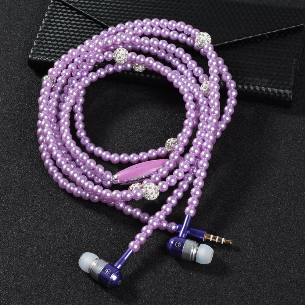 Украшение elegant jewelry жемчужные наушники с микрофоном, фиолетовый