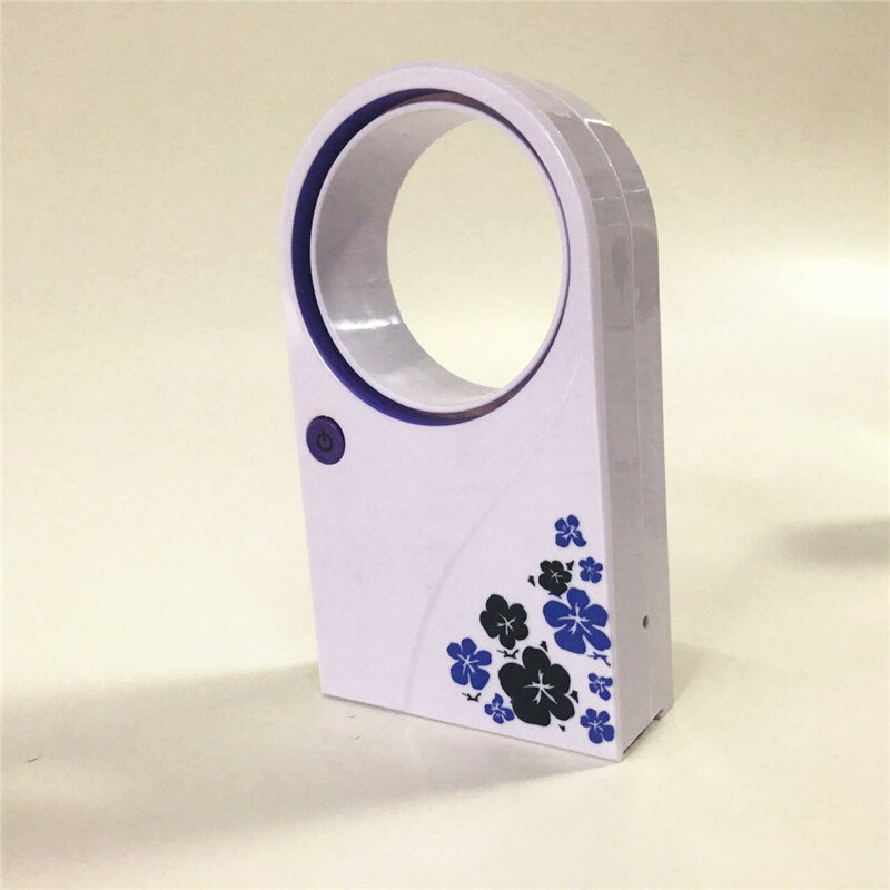 Compact mini portable bladeless usb desktop handheld air conditioner cooler fan for personal cooling solutions, purple