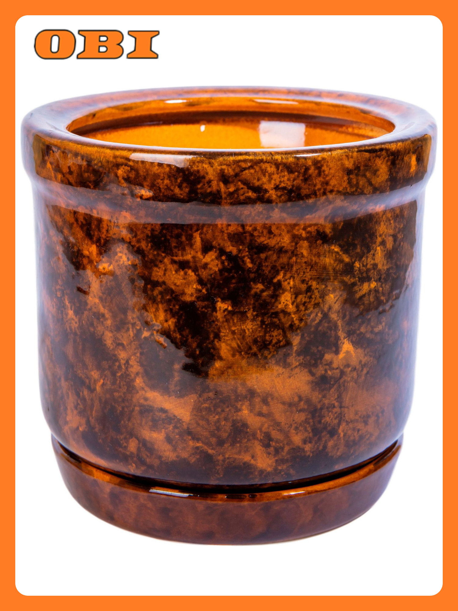 Горшок Цилиндр d29 см керамический коричневый c поддоном