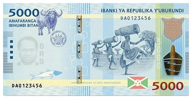 Бурунди 5000 франков 2015 г «Танцоры с барабанами» UNC