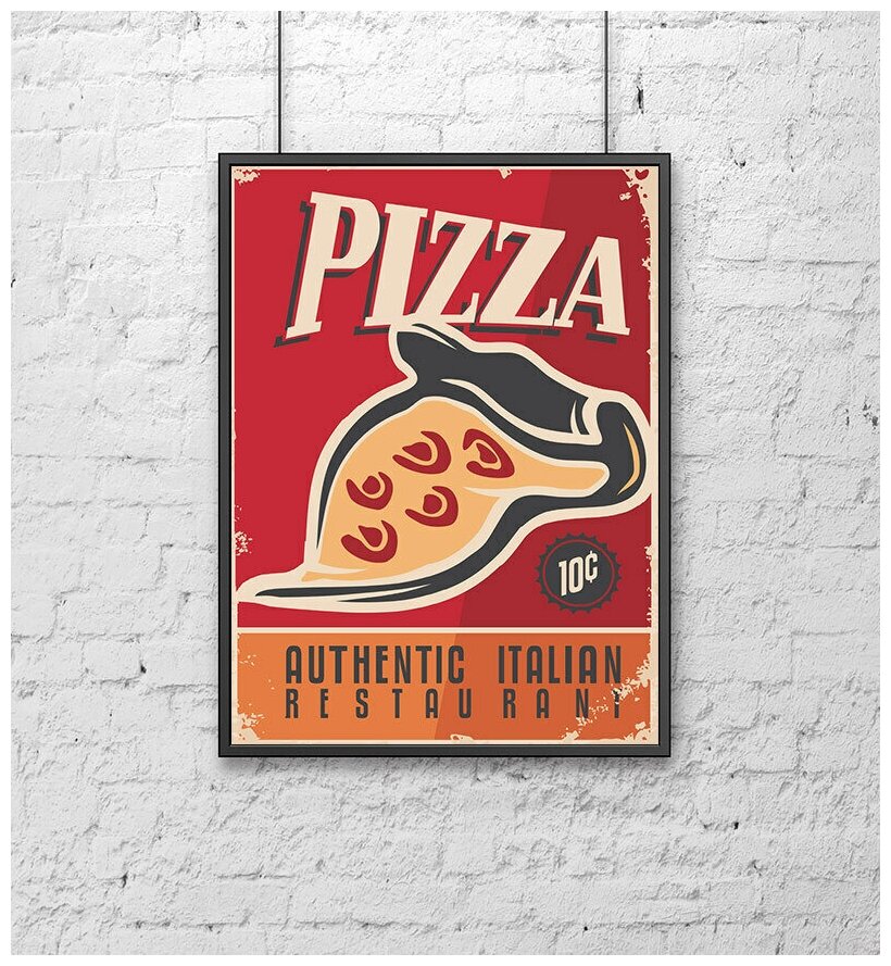 Постер для интерьера на стену (30х40 см). Ретро пицца