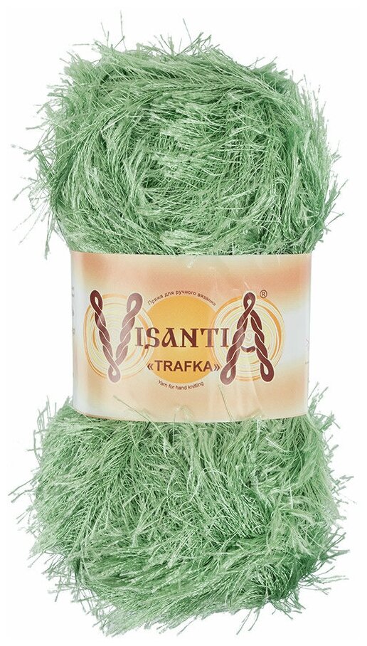 Пряжа Visantia "TRAFKA" 100% полиэстер №0055 бл. бл. зеленый - 5 мотков по 100 гр