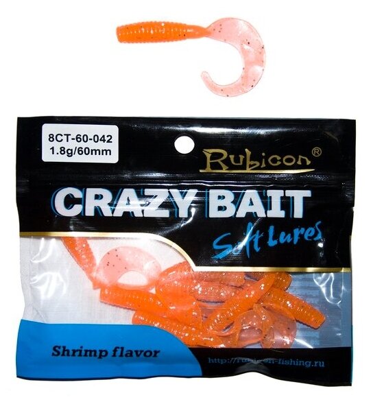 RUBICON Съедобная силиконовая приманка RUBICON Crazy Bait CT 1.8g, 60mm, цвет 042 (10 шт, аромат креветки)