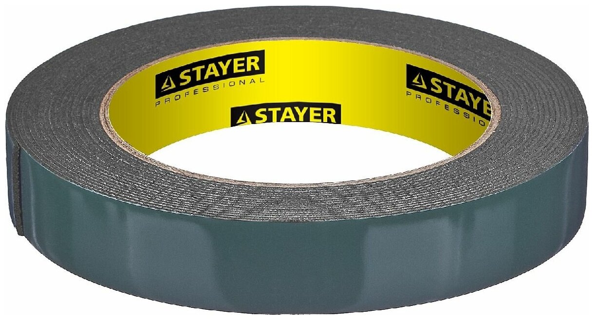 Двухсторонняя клейкая лента на вспененной основе STAYER 19 мм 5 м черная (12233-19-05)