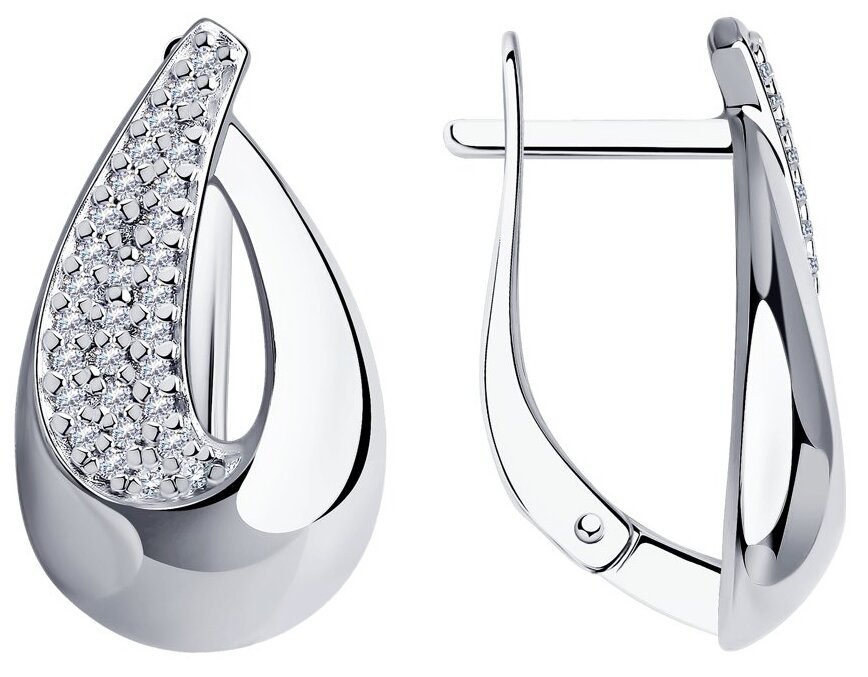 Серьги, серебро, 925 проба, фианит