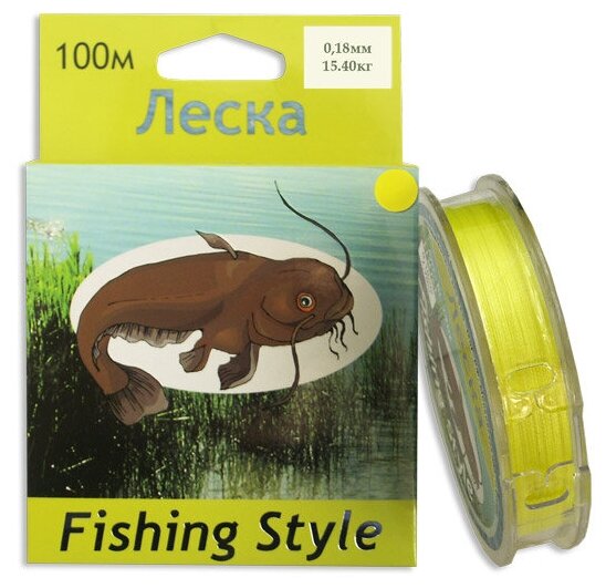 Леска Fishing Style RL2902 плетеная желтая 0.18мм тест 15.40кг 100м
