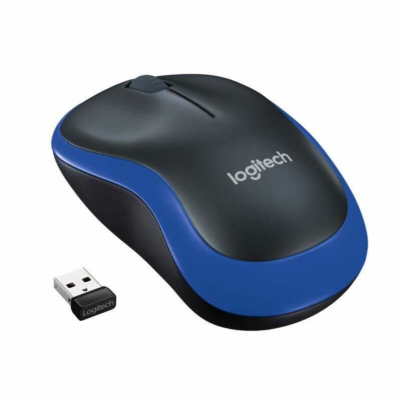 Мышь беспроводная Logitech M185 Blue синяя, оптическая, 1000dpi, 2.4GHz, (028852)