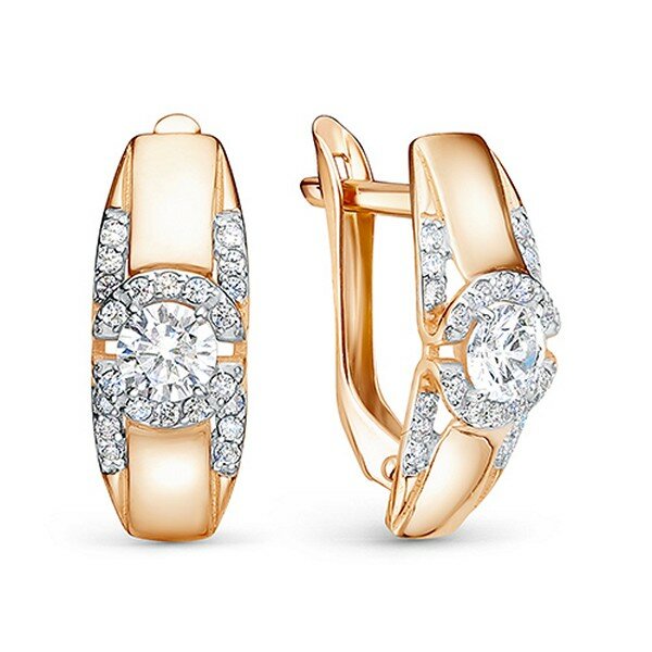 Серьги JEWELIN, красное золото, 585 проба, фианит