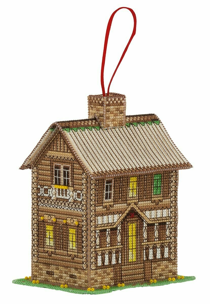 Набор для вышивания игрушка крестом и бисером "Домик уюта и тишины" ИГ-1574, 8х13х11 см, Panna
