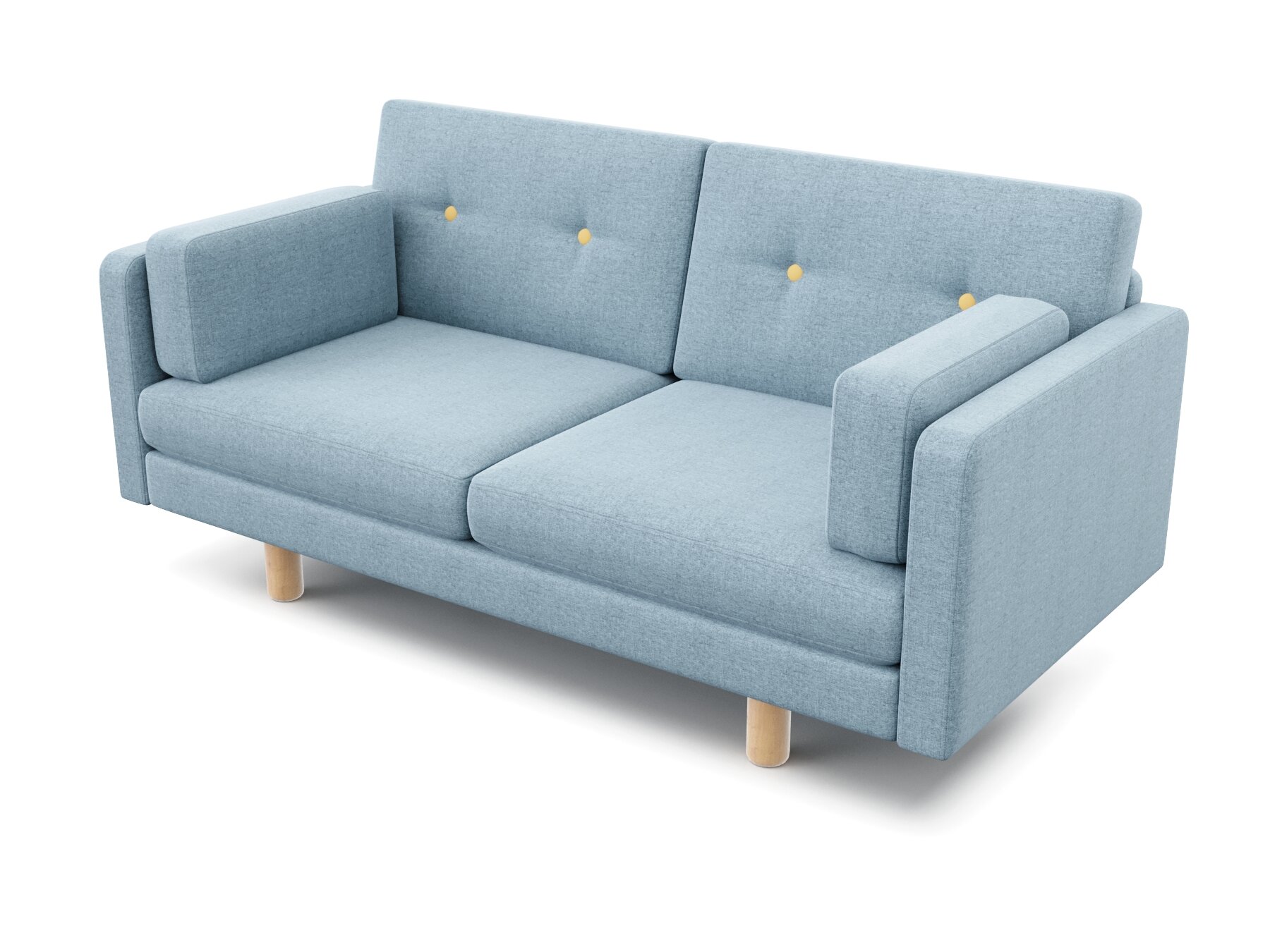 Маленький диван Arsko Ингвар-М синий, рогожка, массив дерева, кухонный, для кафе и бара, на ножках, скандинавский лофт